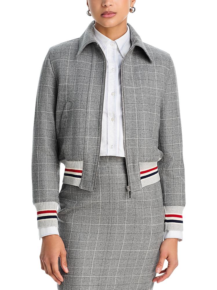 THOM BROWNE Thom Browne Down-Filled Windowpane Tweed Cropped Flight Jacket